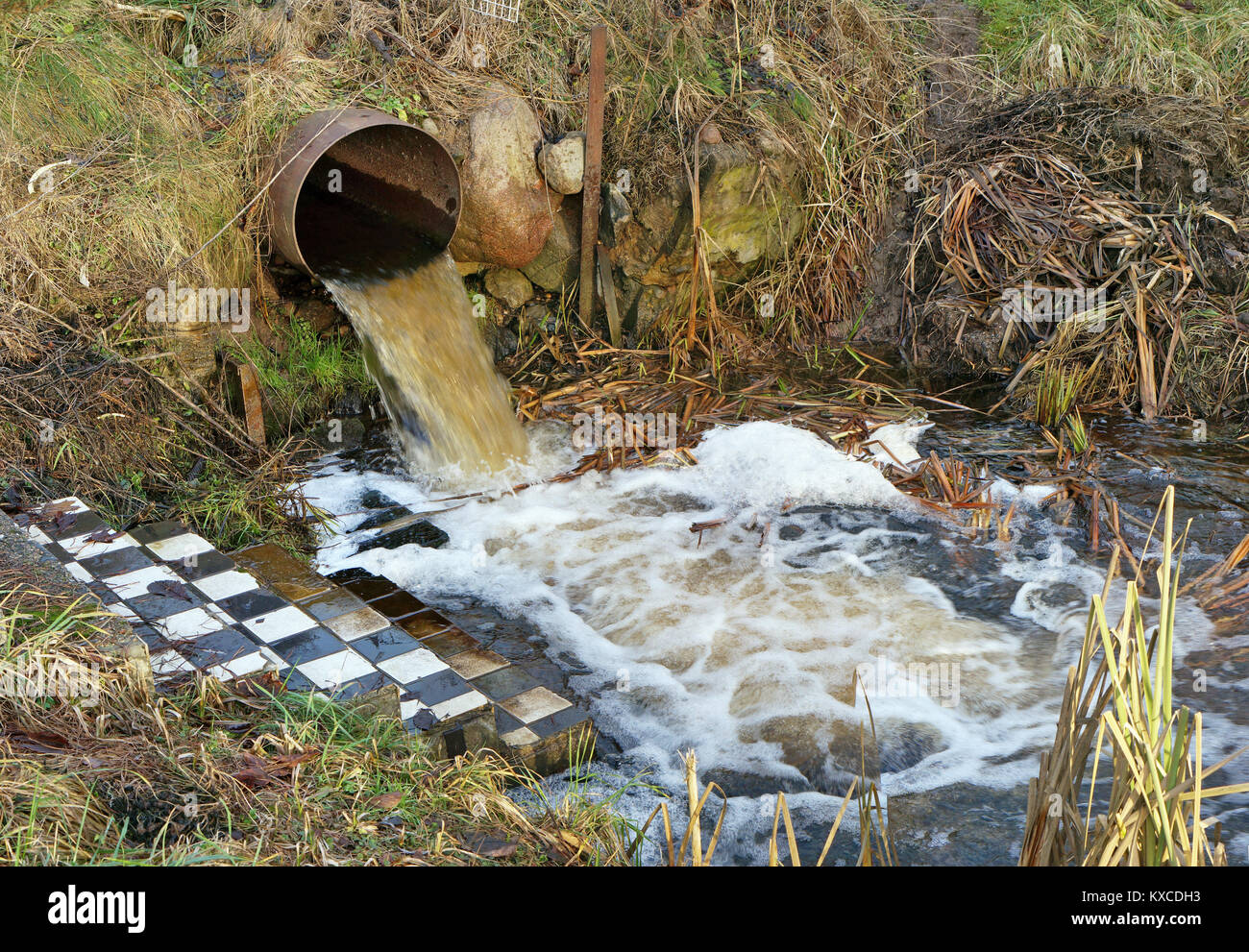 Chemical pollution pipe river hi-res stock photography and images - Alamy