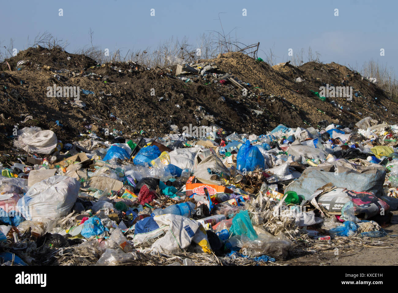Dump heap of garbage and waste. Environmental pollution. Ecology Stock ...