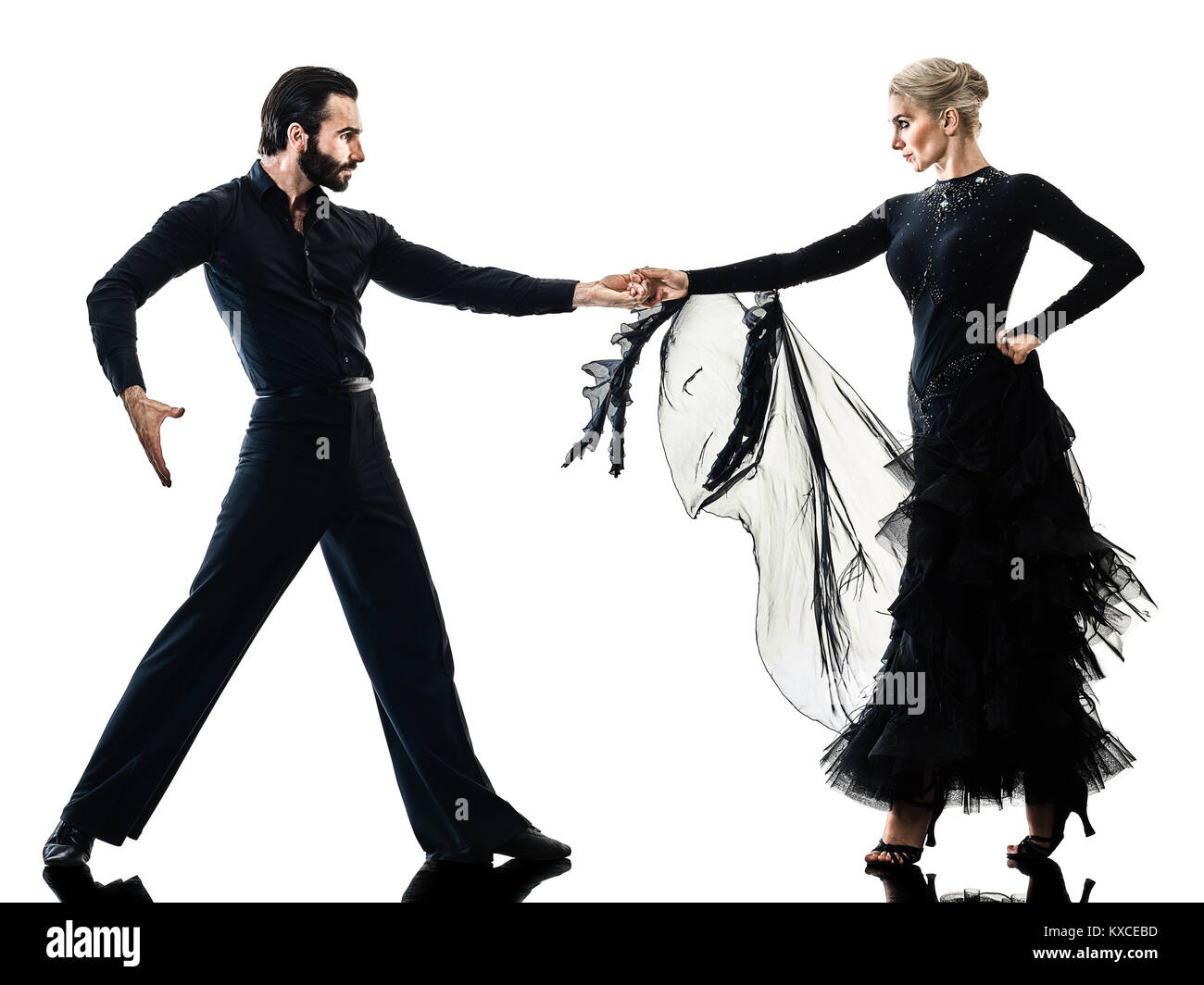 one caucasian man and woman couple ballroom tango salsa dancer dancing ...
