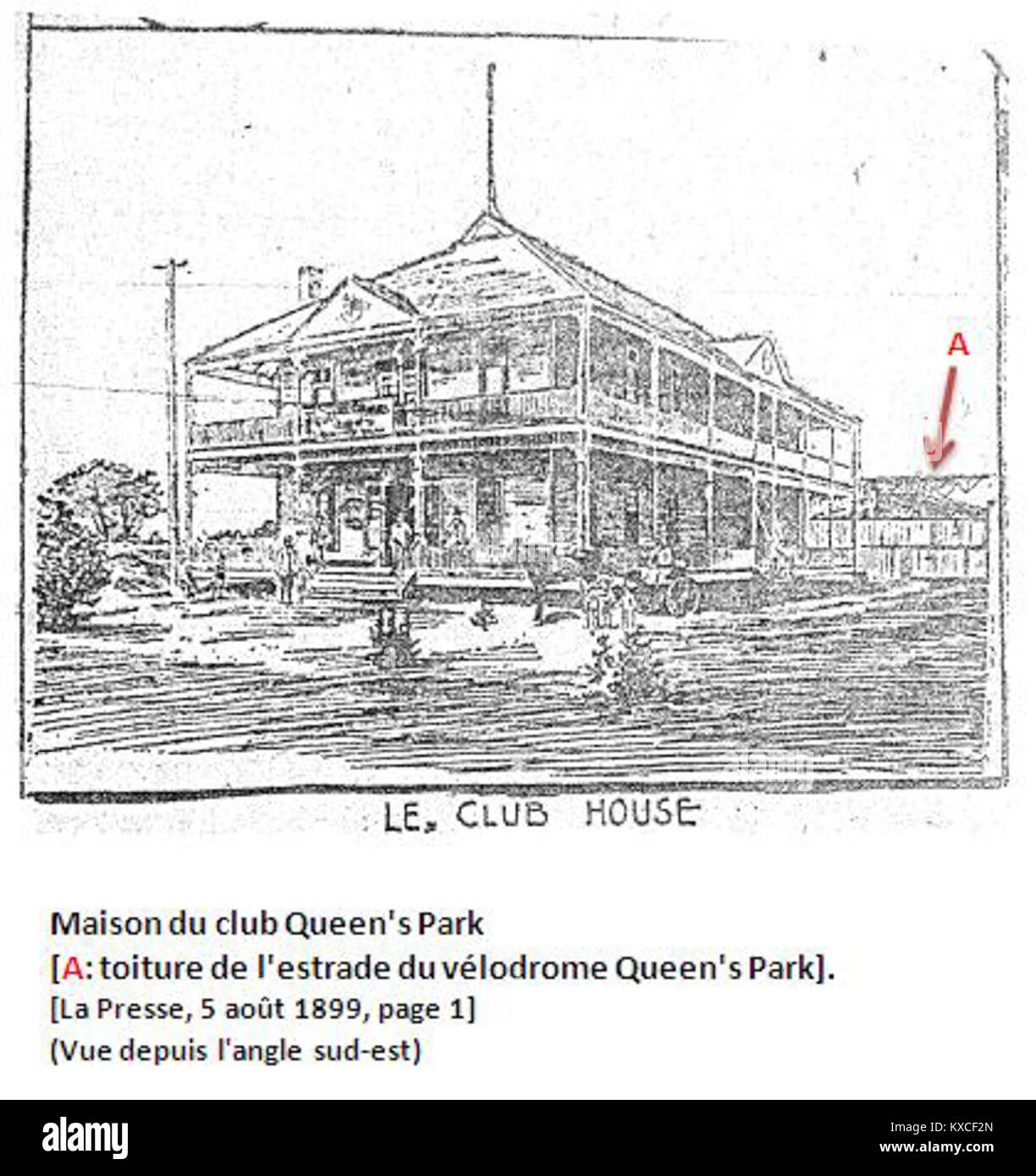 VelodromeQP,Fig.4F, maison club Queen's Park,gravure,La Presse,1899 ...