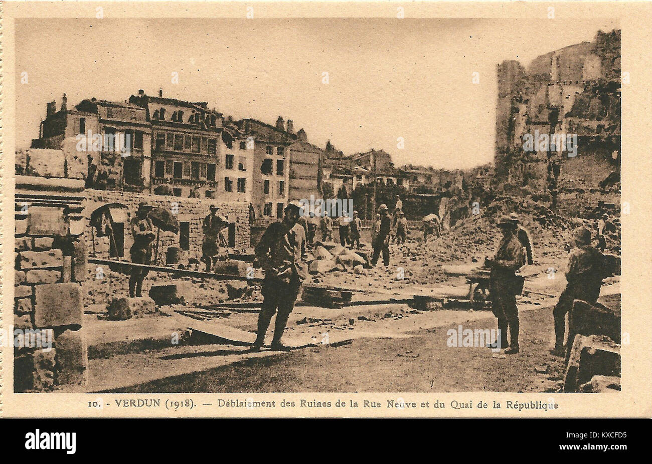 This image shows a bombarding scene from Verdun, France, circa 1918 ...