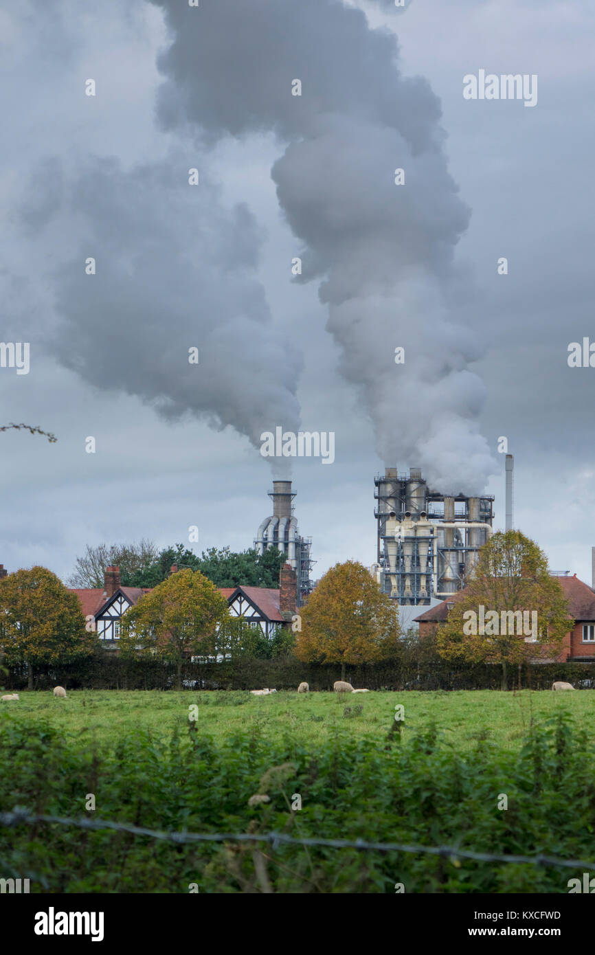 Chirk Factory chimneys Stock Photo - Alamy