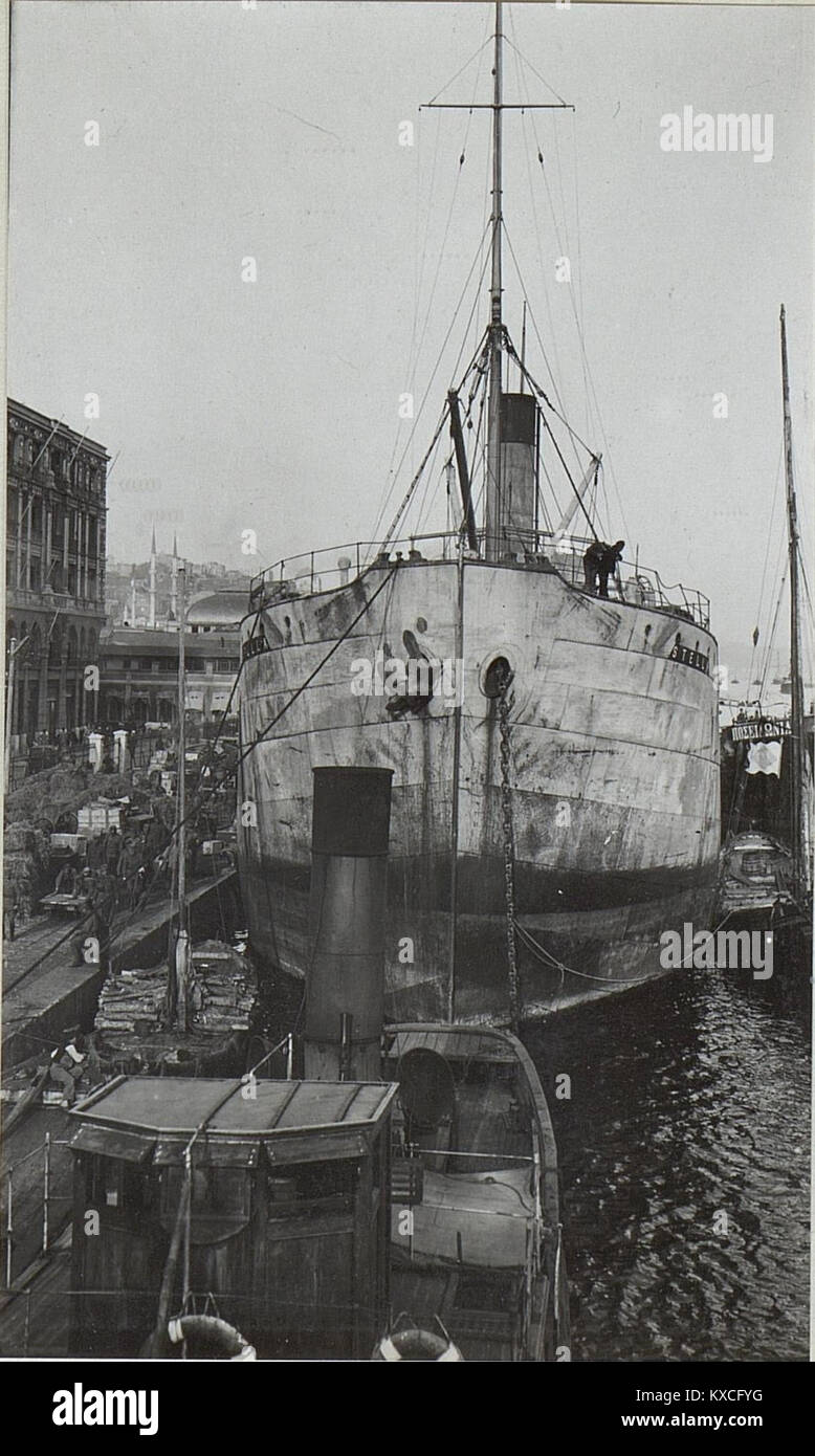 This historical image shows the loading of the 'Stella,' an Austrian ...