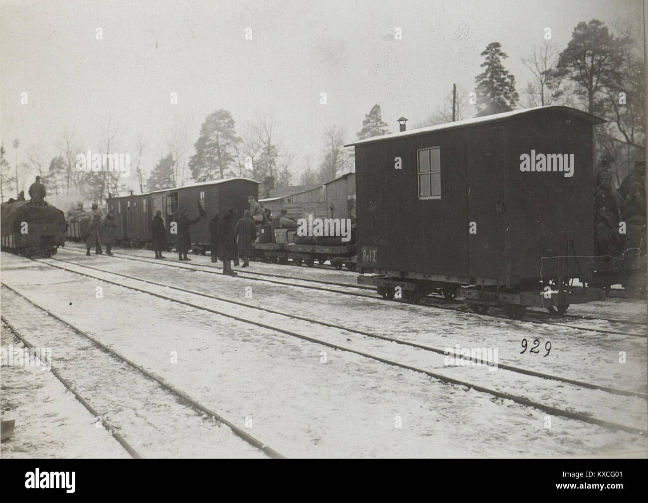 A historical photograph depicting the loading activities in Galicia ...