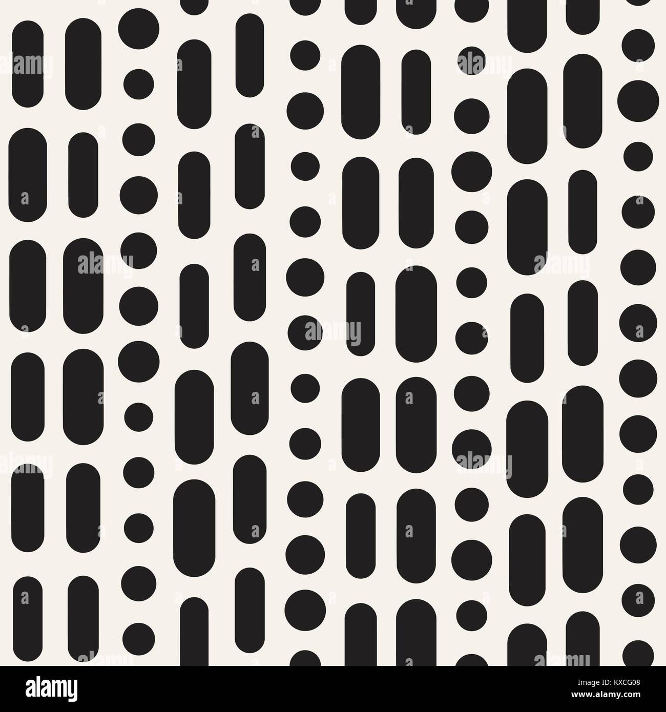Black and White Irregular Rounded Dashed Lines Pattern. Modern Abstract ...
