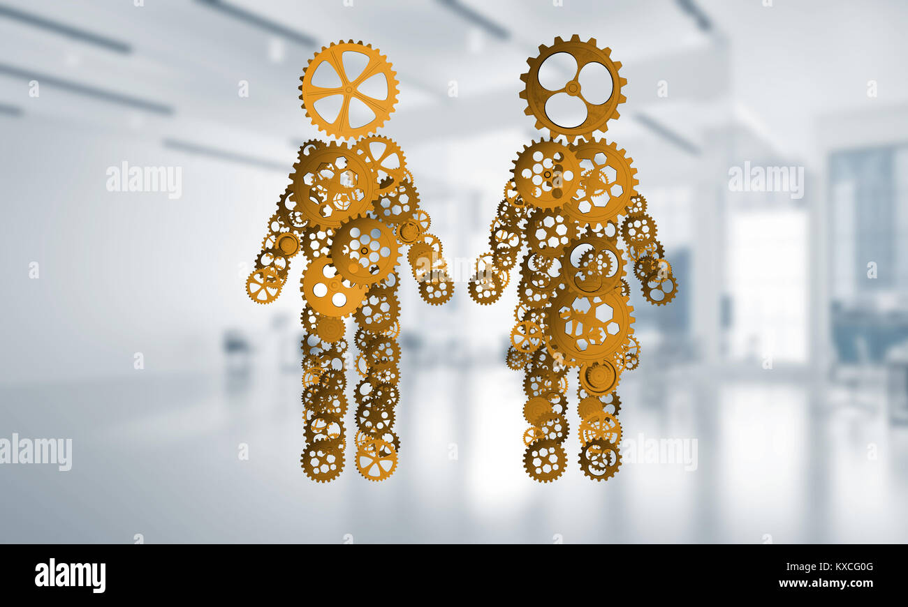 Concept of cooperation or maybe family with two figures presenting ...