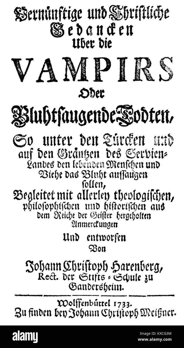 'Vernünftige und Christliche Gedanken über die Vampirs' is a 17th ...