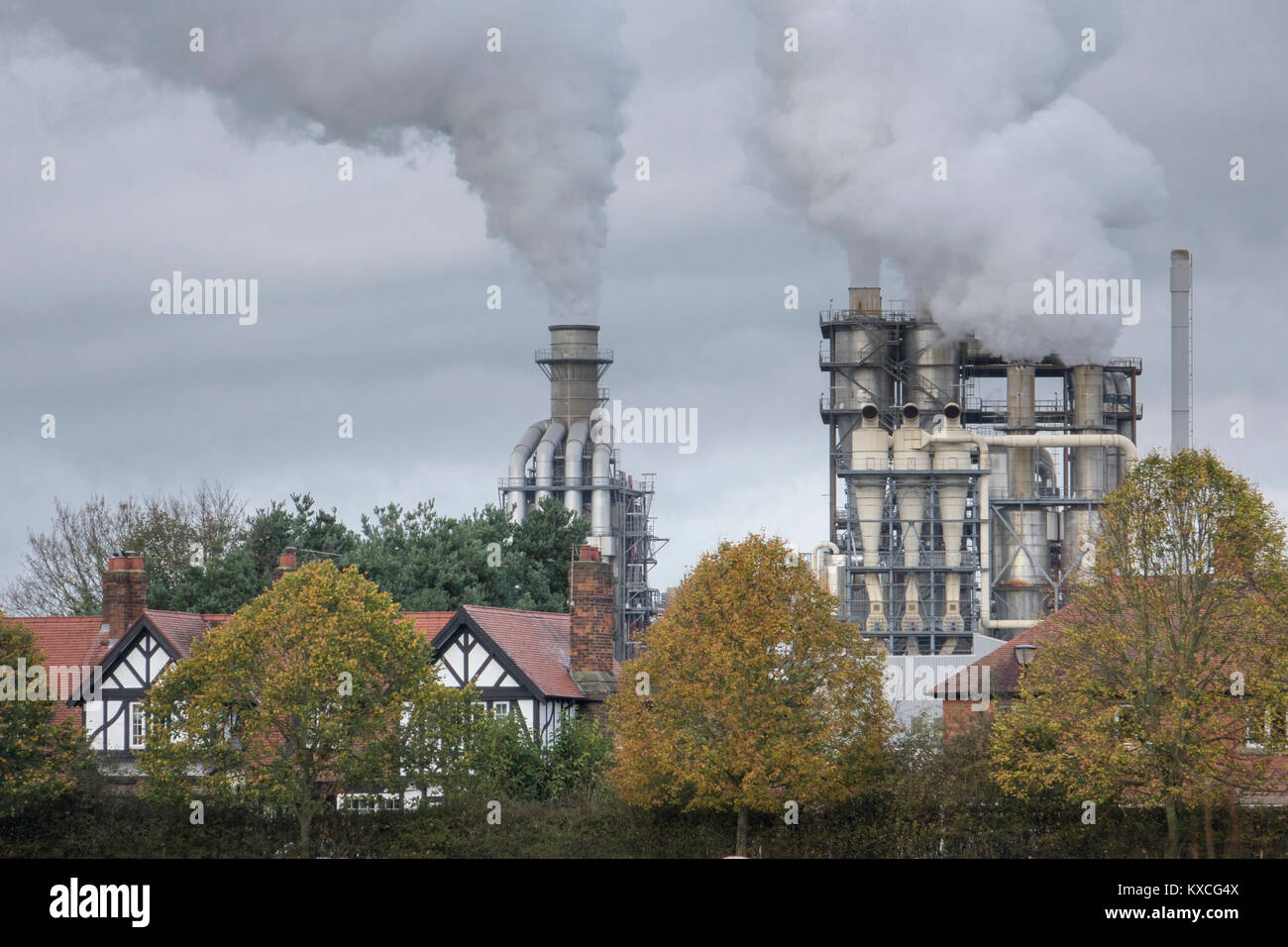 Chirk Factory chimneys Stock Photo - Alamy