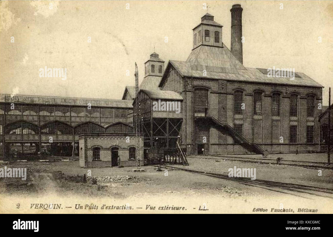 A historical photograph of the Verquin region, specifically Fosse n°8 ...