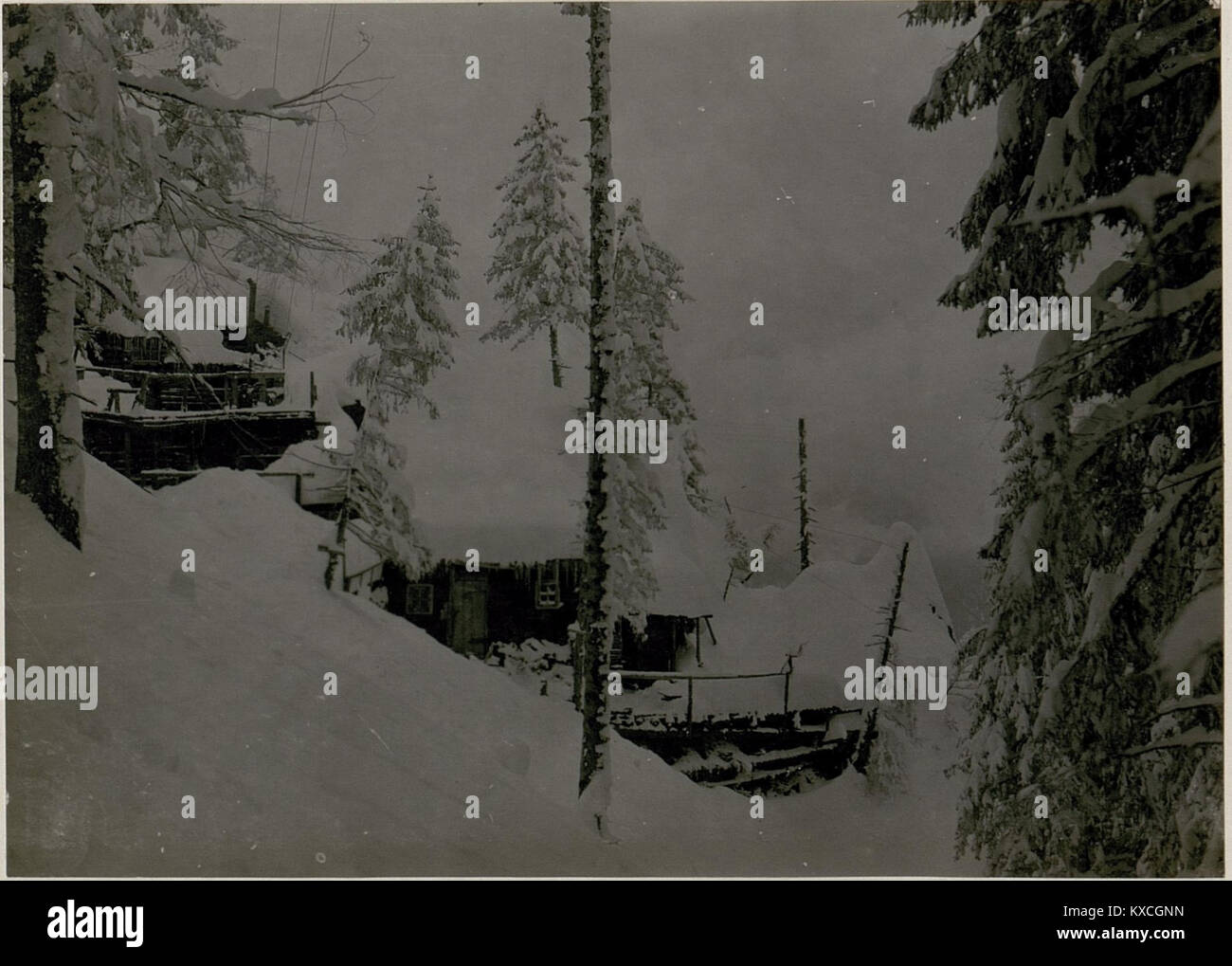 This image from March 1918 shows snowy military trenches on Taglita ...