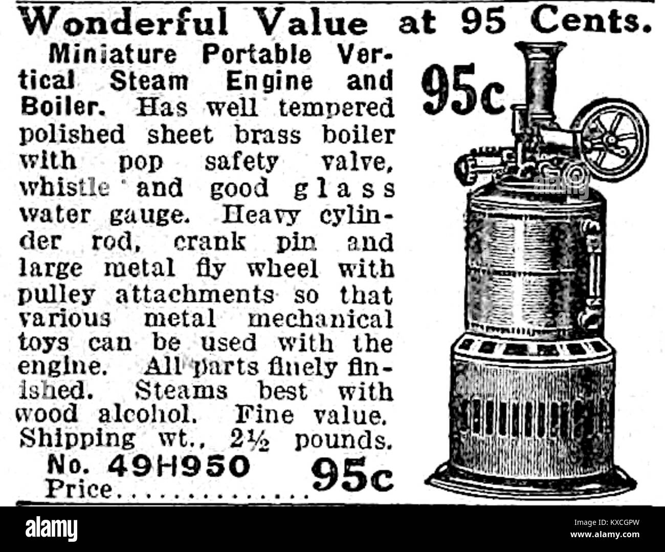 This toy steam engine, produced by Sears, Roebuck and Co. in 1912 ...