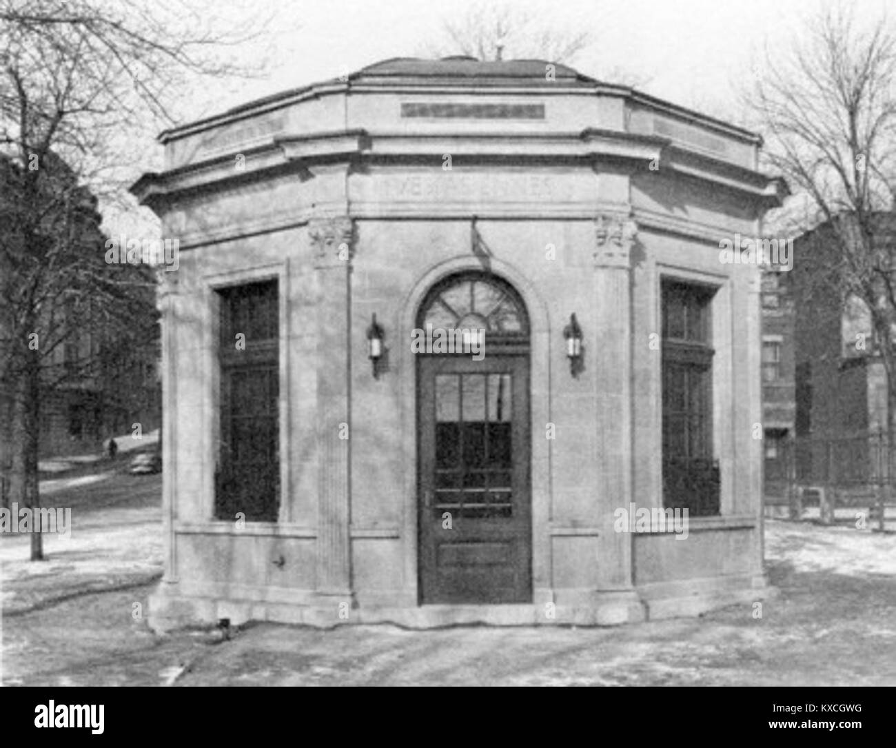 A photograph of a Vespasienne, a type of public urinal, in Montréal ...