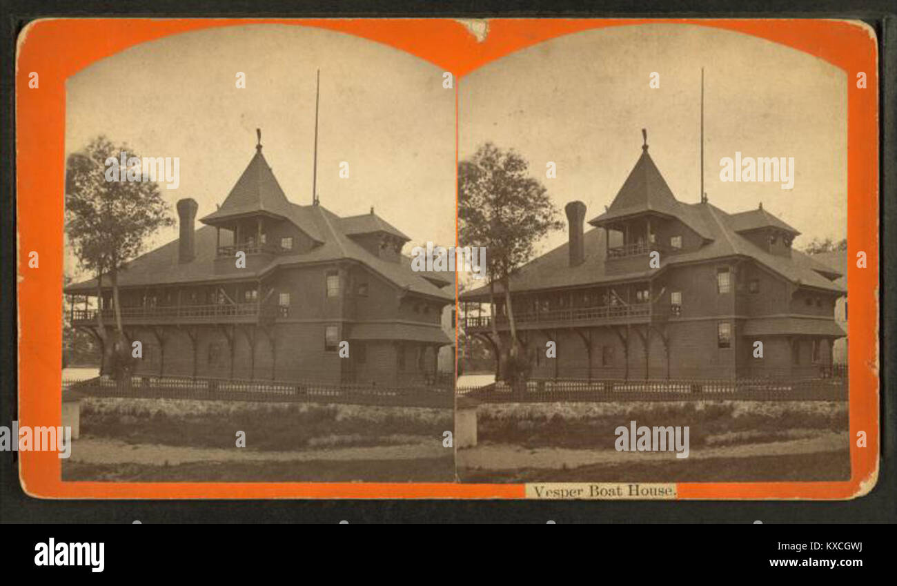 The Vesper Boat House, captured in a stereoscopic view from Robert N ...
