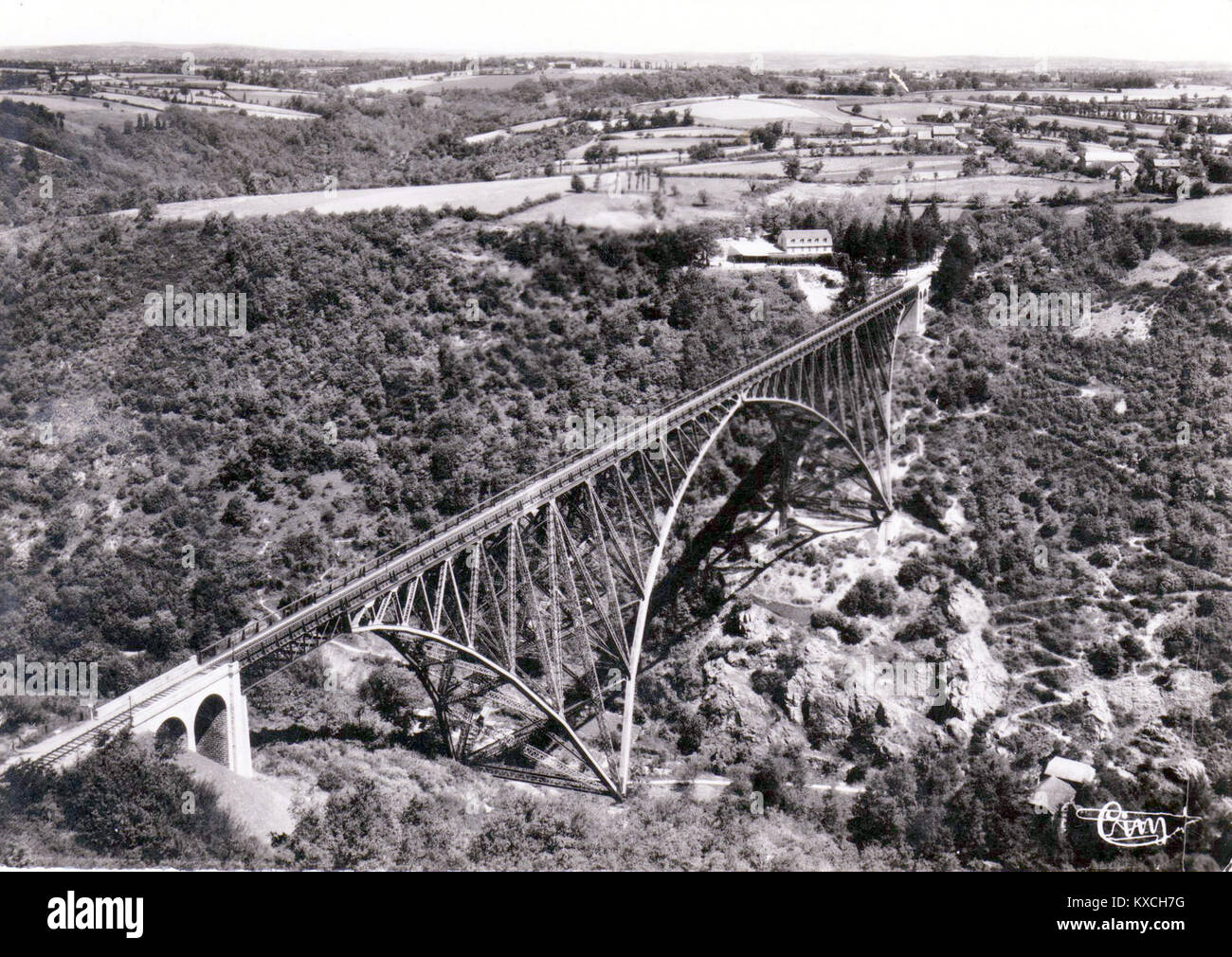 A general view of the Viaduc du Viaur, a historic bridge in France ...