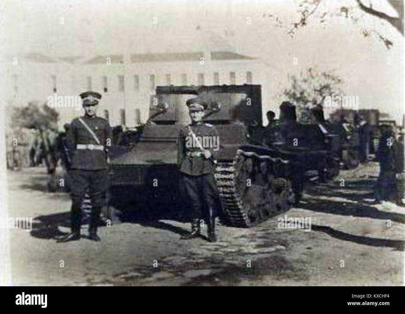 The Vickers 6-Ton tank, shown in this historical image, was one of the ...