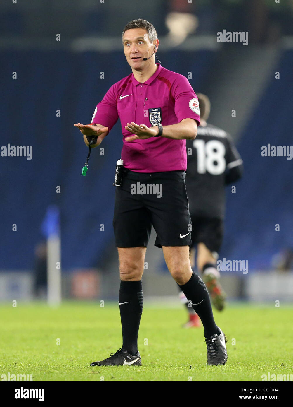 Referee Andre Marriner during the Emirates FA Cup, Third Round match at ...