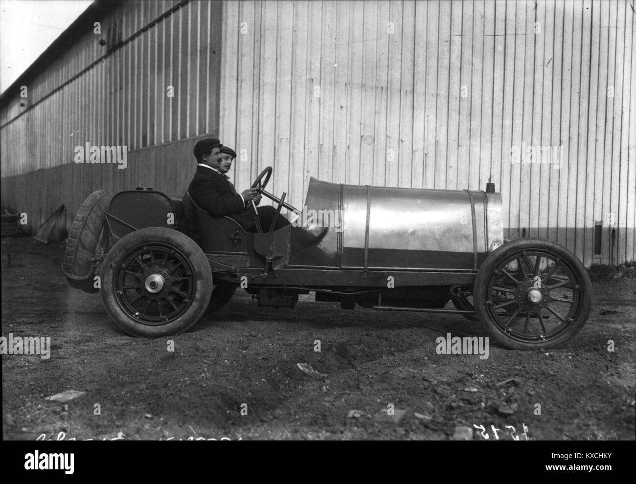 A photograph showing Victor Rigal driving his Clément-Bayard automobile ...