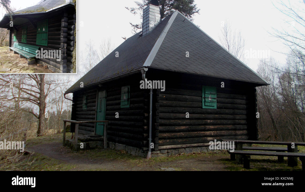 This image depicts a modern hunting lodge at Grillenburg, showcasing a ...