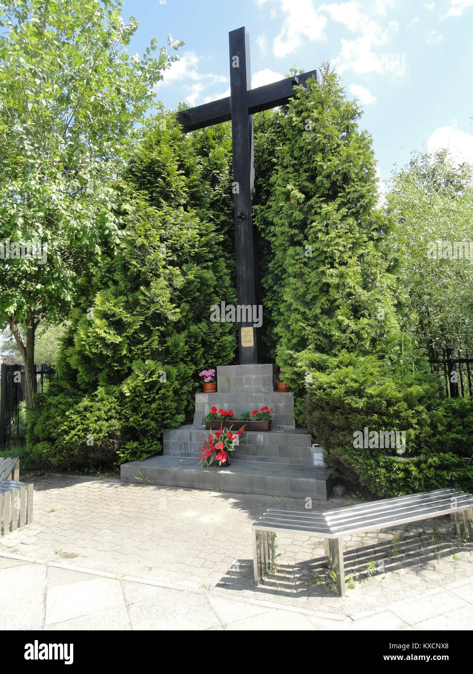 The 2017 photograph shows a Mission Cross (krzyż misyjny) located on ...