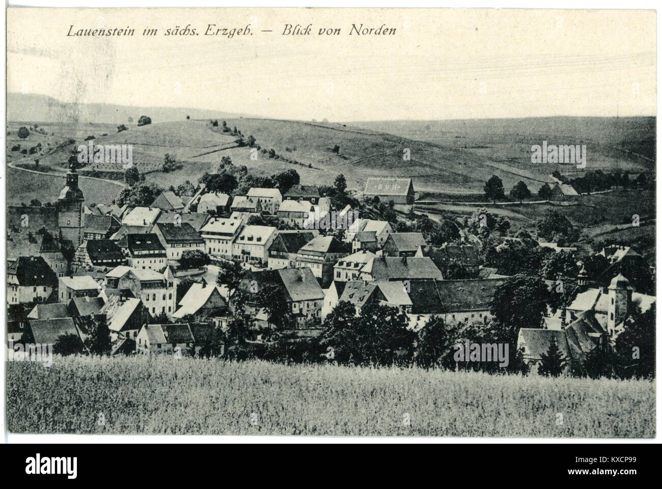 This 1917 print titled 'Blick auf Lauenstein von Norden' provides a ...