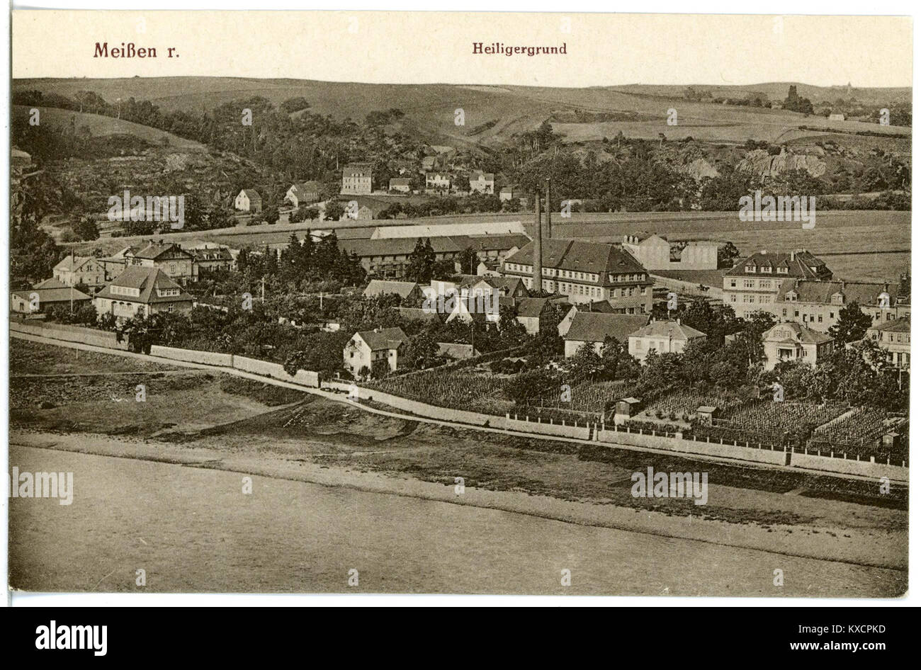 A 1917 postcard by Brück & Sohn Kunstverlag showing a view of Meißen ...