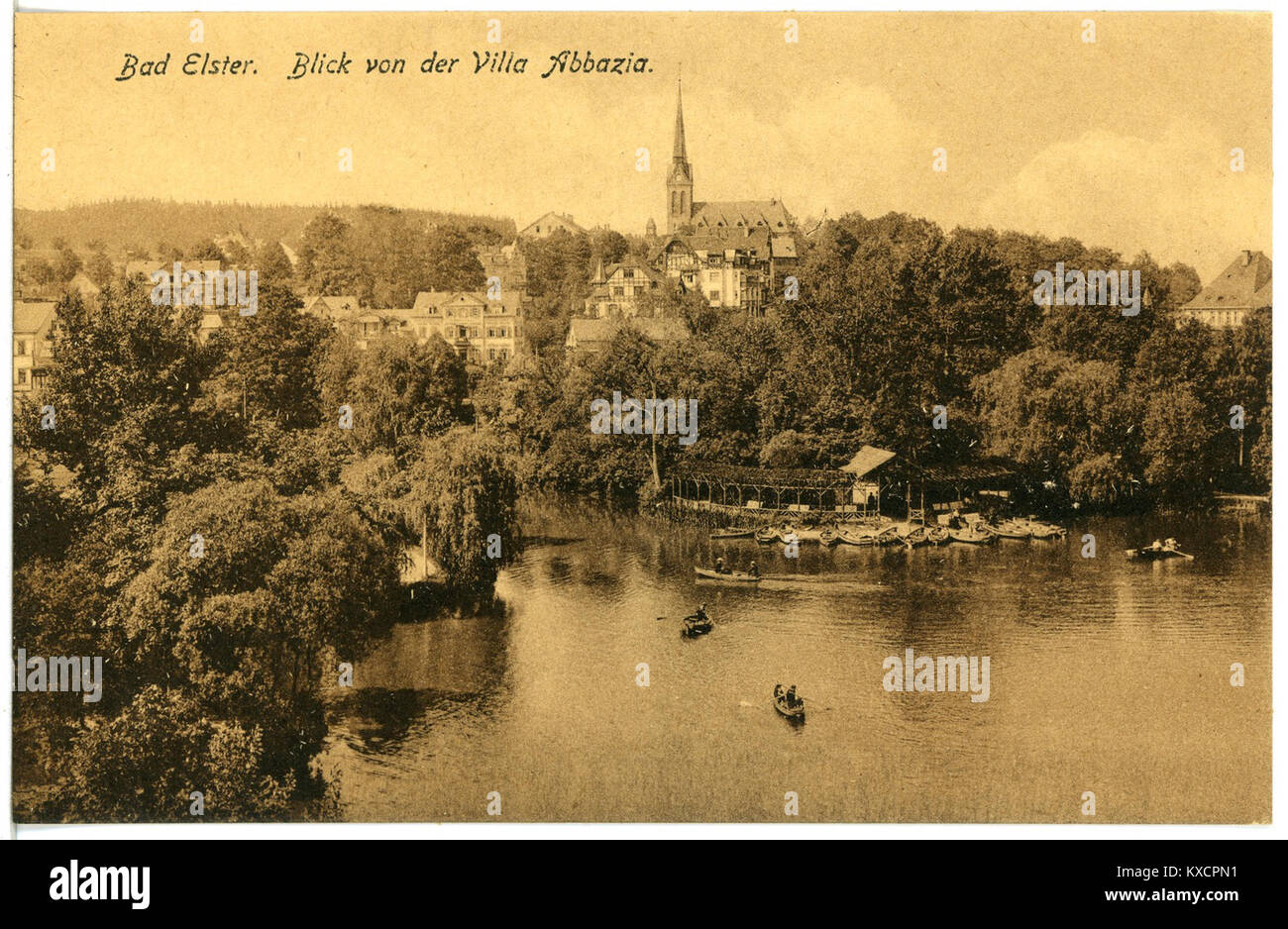 20580-Bad Elster-1917-Blick auf Bad Elster von der Villa Abbazia-Brück ...