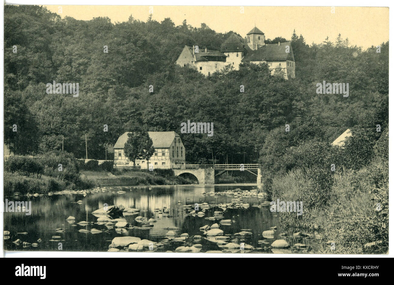 The 1918 image depicts Schloss Rauenstein, a historic castle in ...