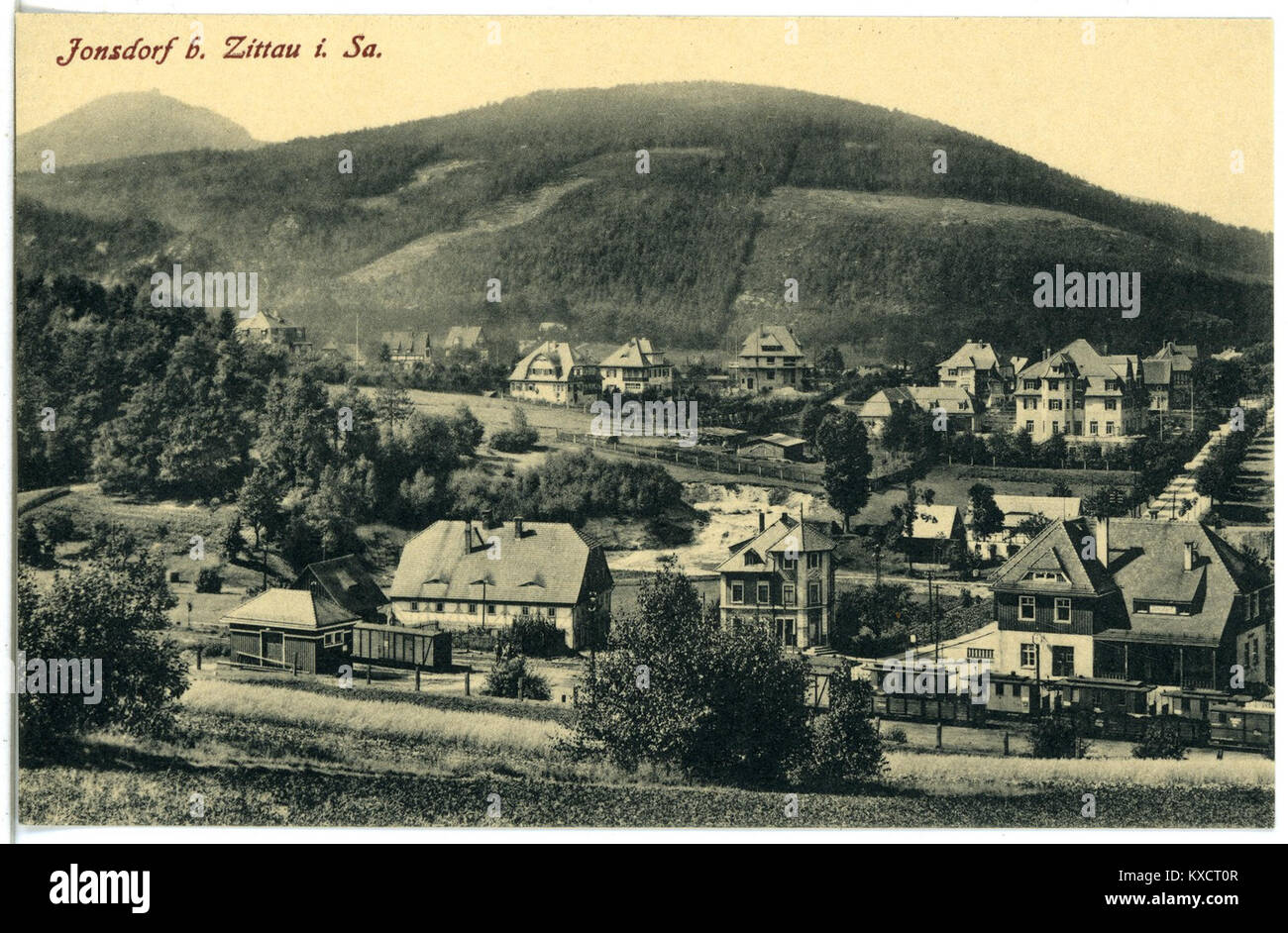 A 1919 photograph showing Jonsdorf, Germany, depicting the town layout ...