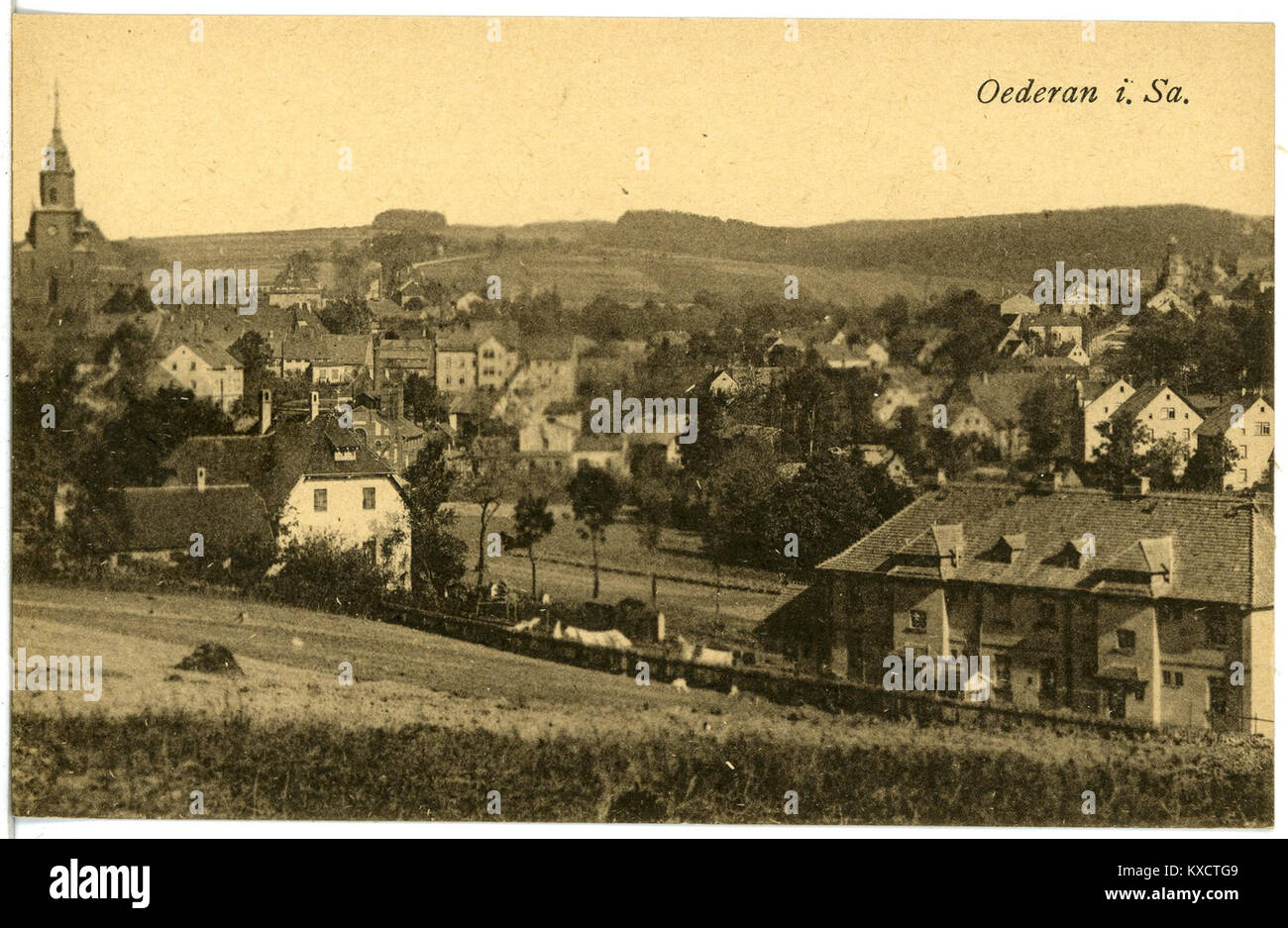 A 1920 view of Oederan, Germany, featuring the Oederan bridge ...