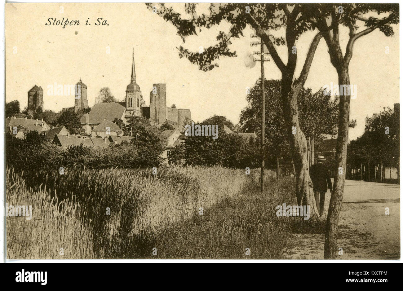A 1920 image showing a view of Stolpen, Germany, with the iconic ...