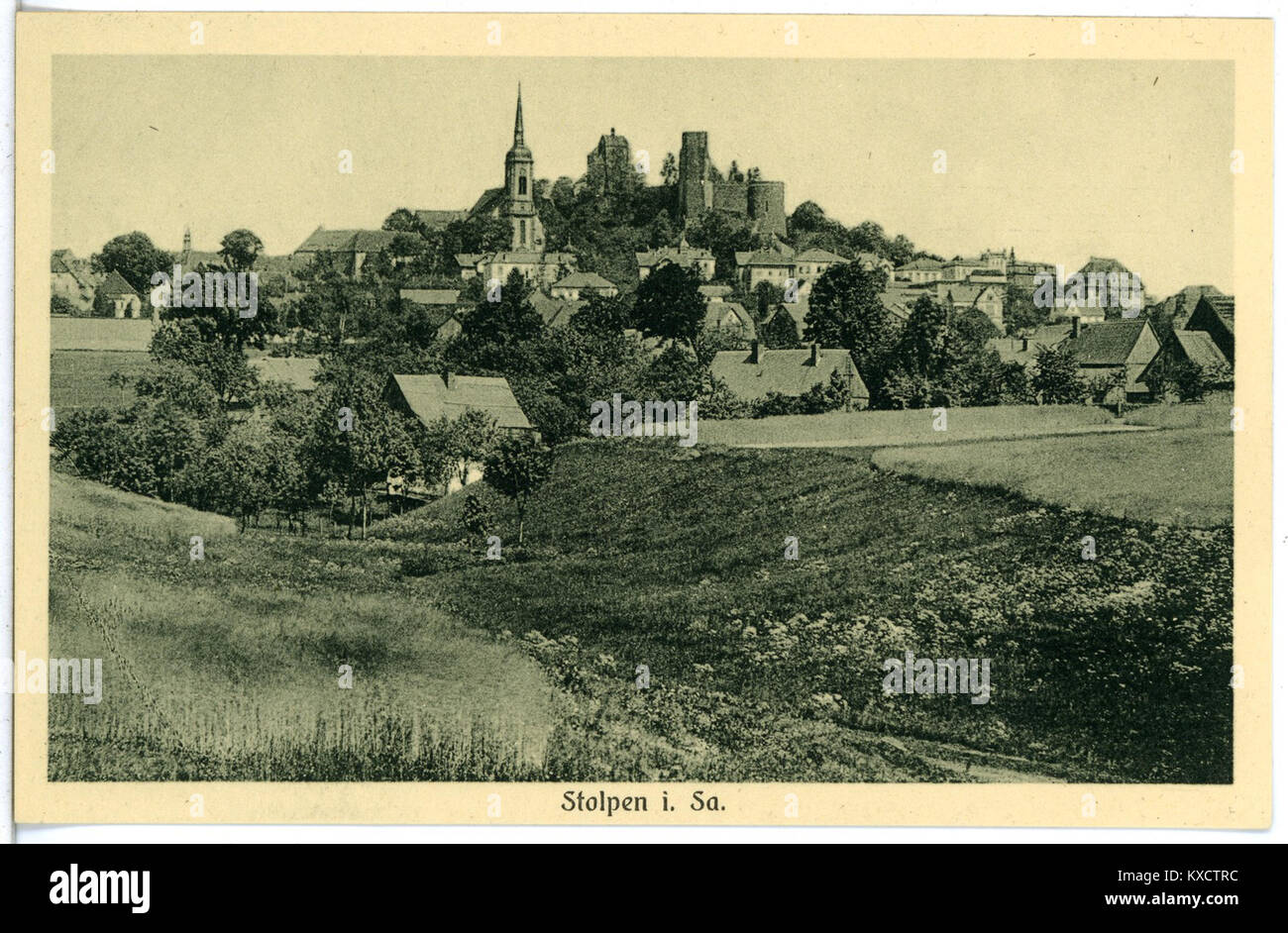 This image from 1920 shows a view of Stolpen, a town in Germany, known ...