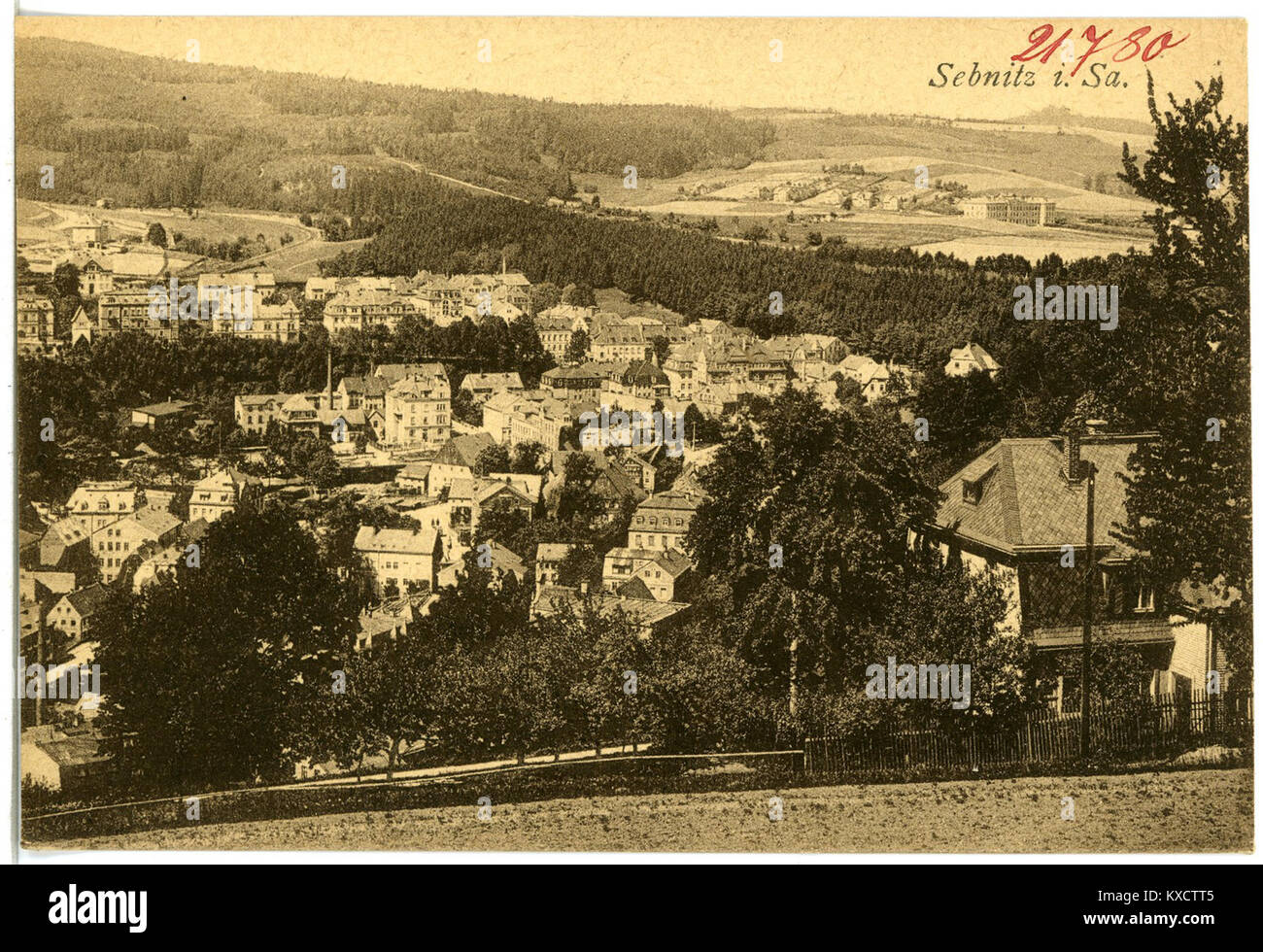 A view of Sebnitz, Germany, from 1920, showcasing a scenic perspective ...
