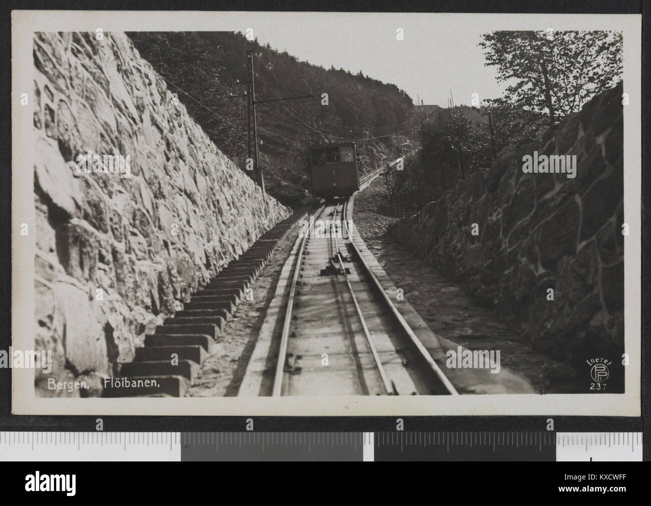 A photograph of Bergen’s Fløibanen funicular system, taken on January ...