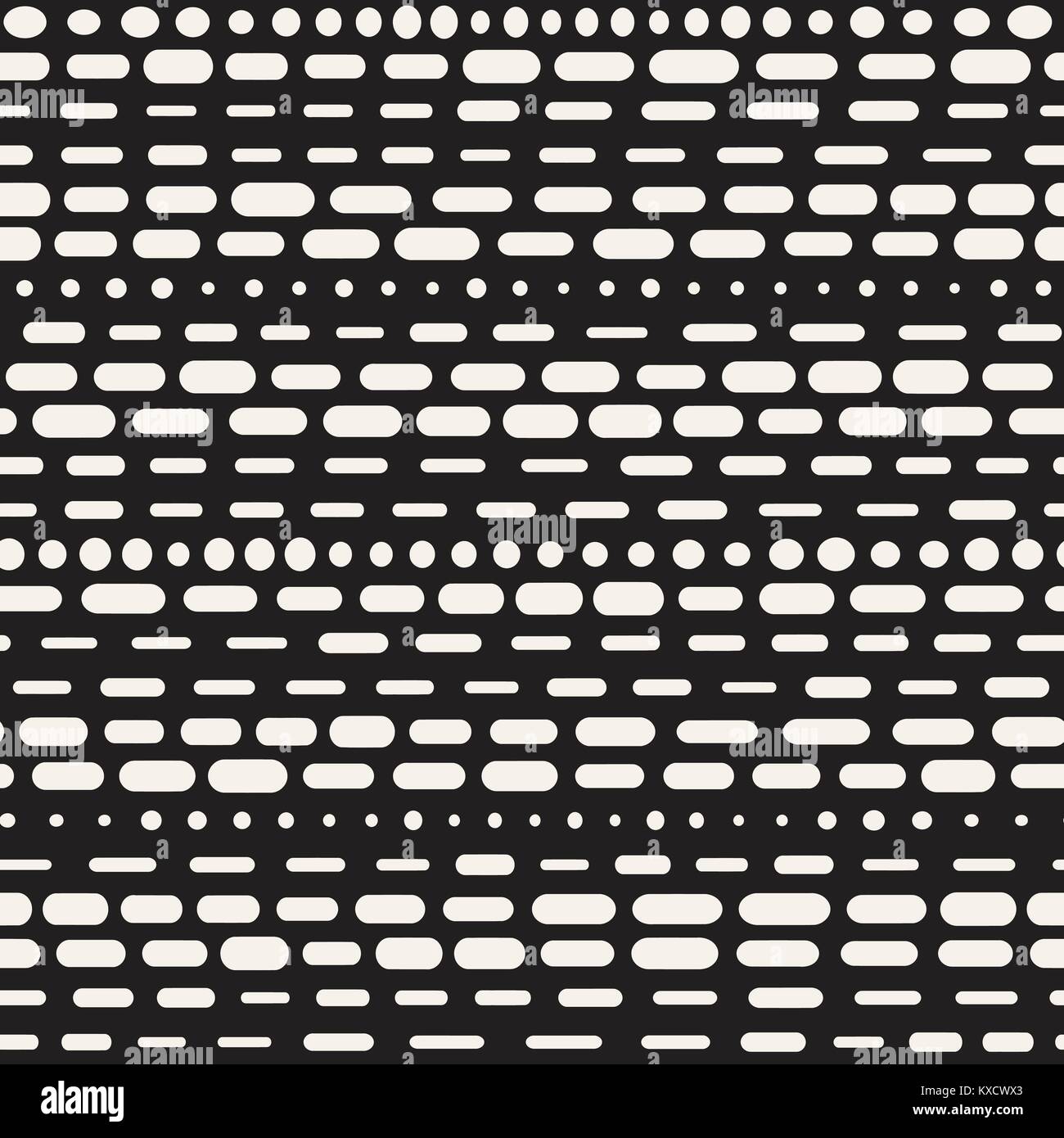 Black and White Irregular Rounded Dashed Lines Pattern. Modern Abstract ...