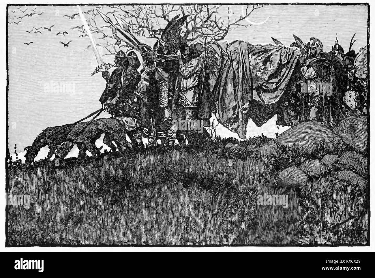 Howard Pyle’s illustration 'The Death of Siegfried' portrays the hero’s ...