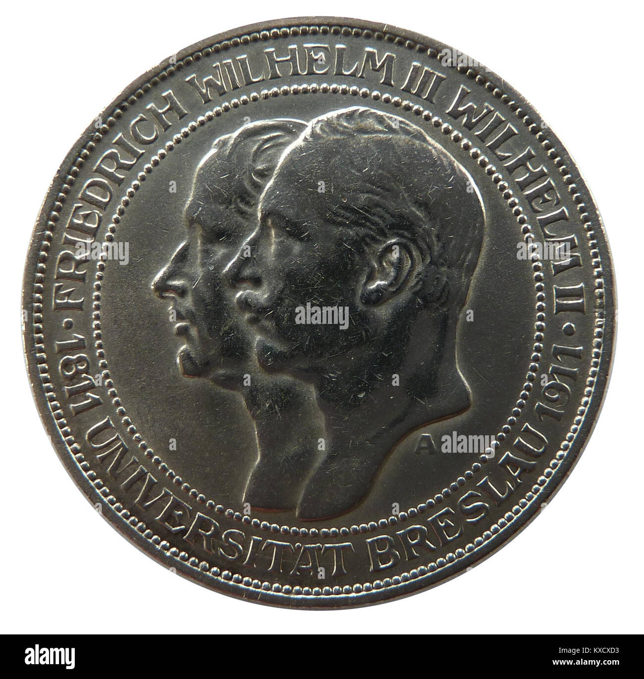 A 3 Mark coin from the University of Breslau in Prussia, featuring ...