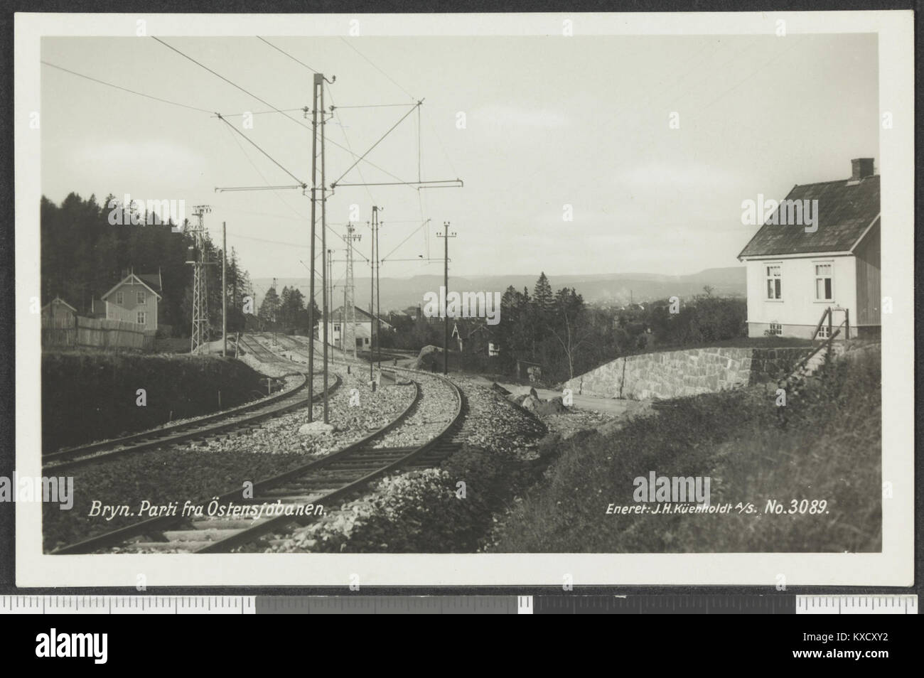 A historical photo from Bryn station, part of the Østensjøbanen railway ...