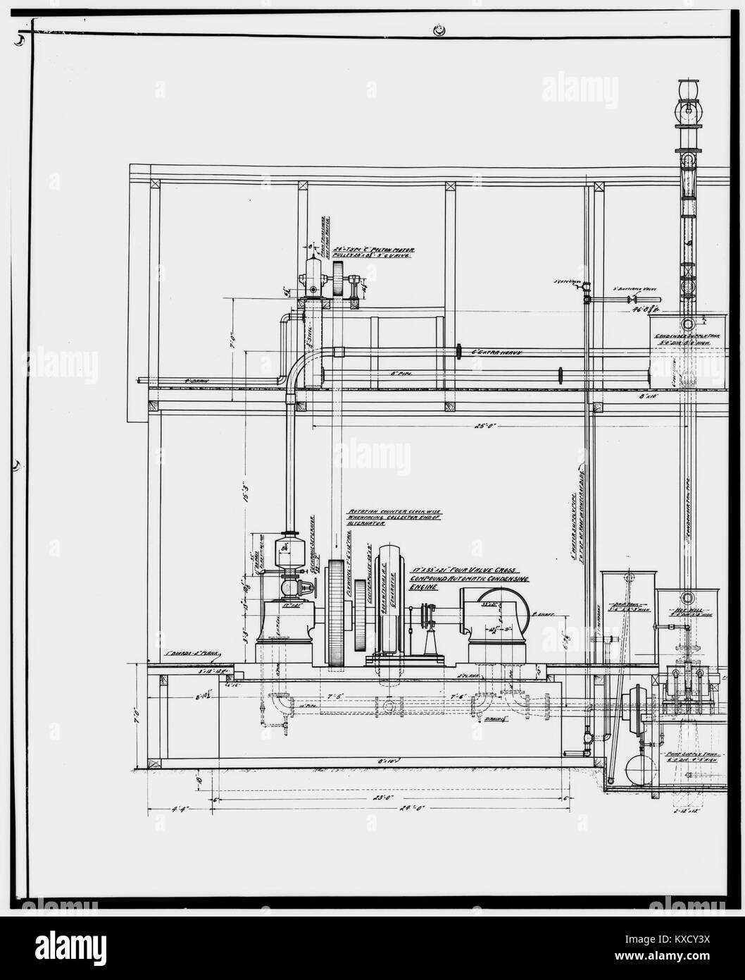 Engineering electricity blueprint architecture Black and White Stock ...