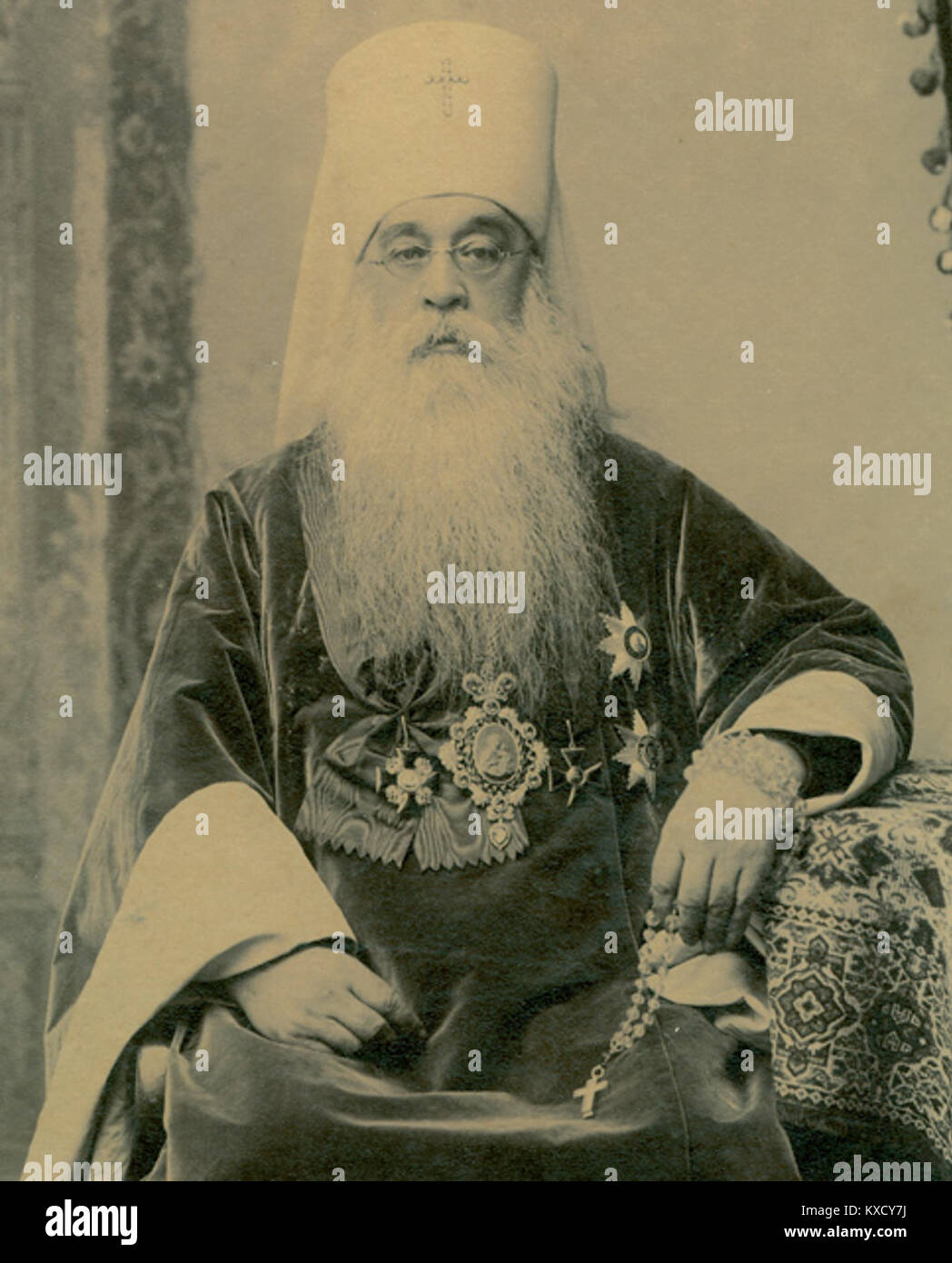 Portrait photograph of Metropolitan Flavian, religious leader with ...