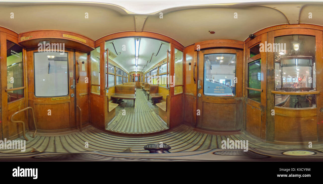 The interior of tram number 240 005-8, captured at the Dresden Tramway ...