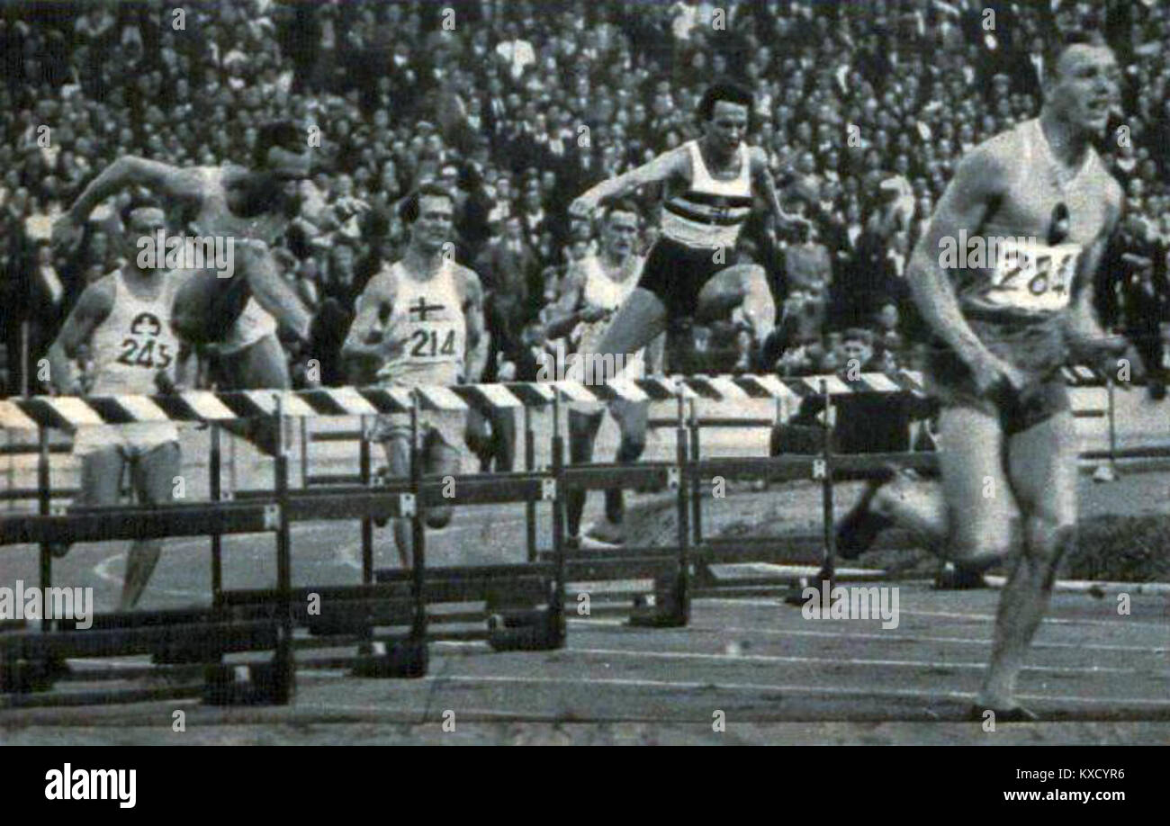 The 1938 European Championships 400-meter hurdles event featured ...
