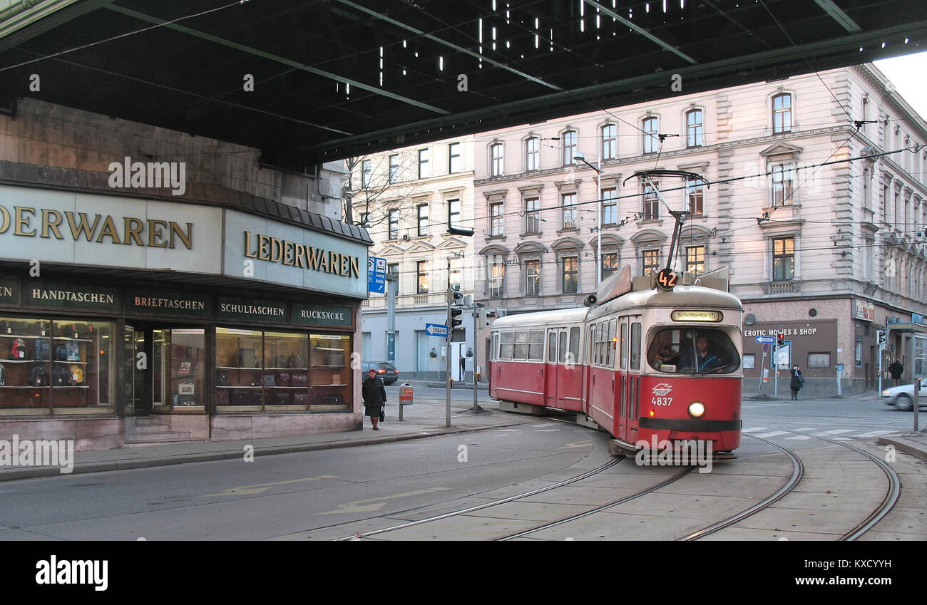 A photograph of Währinger Straße in Vienna, Austria, showing the ...