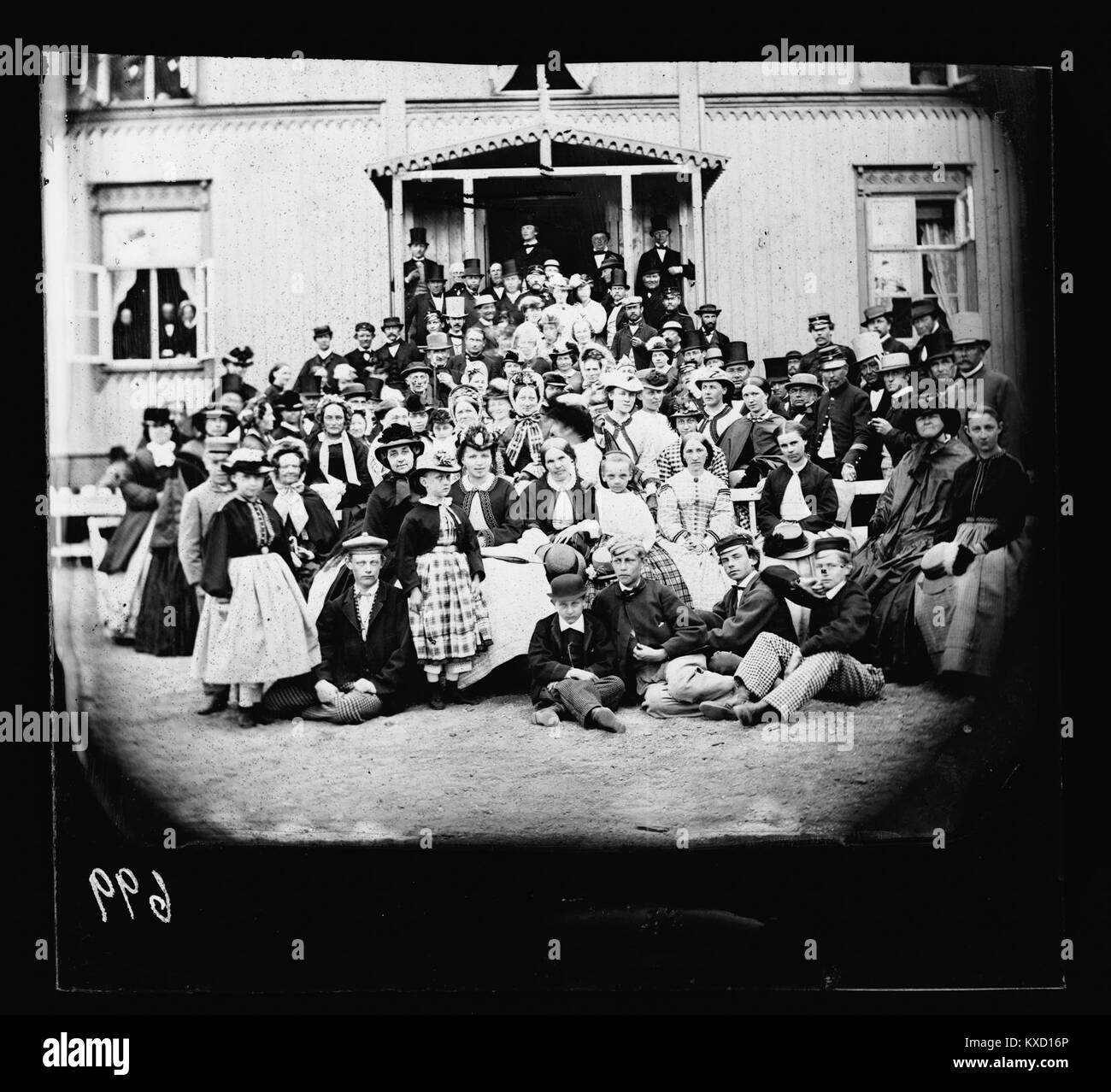 Group portrait on steps Black and White Stock Photos & Images - Alamy