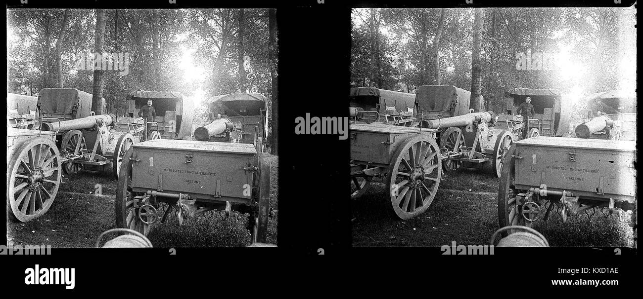A historical photograph depicting the 4th Artillery unit with 120 long ...