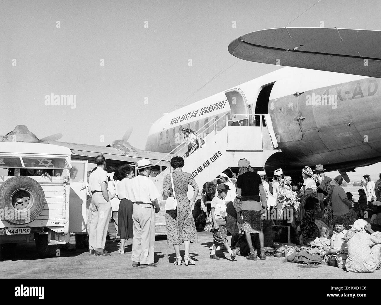 This photograph depicts an aircraft marked 4X-ADN used during Operation ...