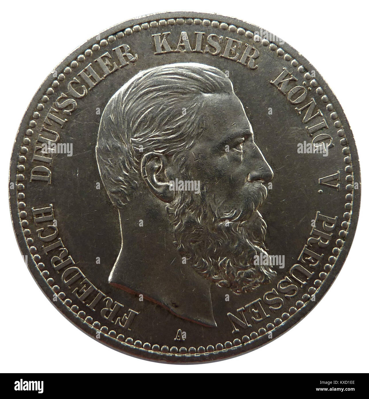 The 5 Mark coin from Prussia, issued under Friedrich III, represents a ...