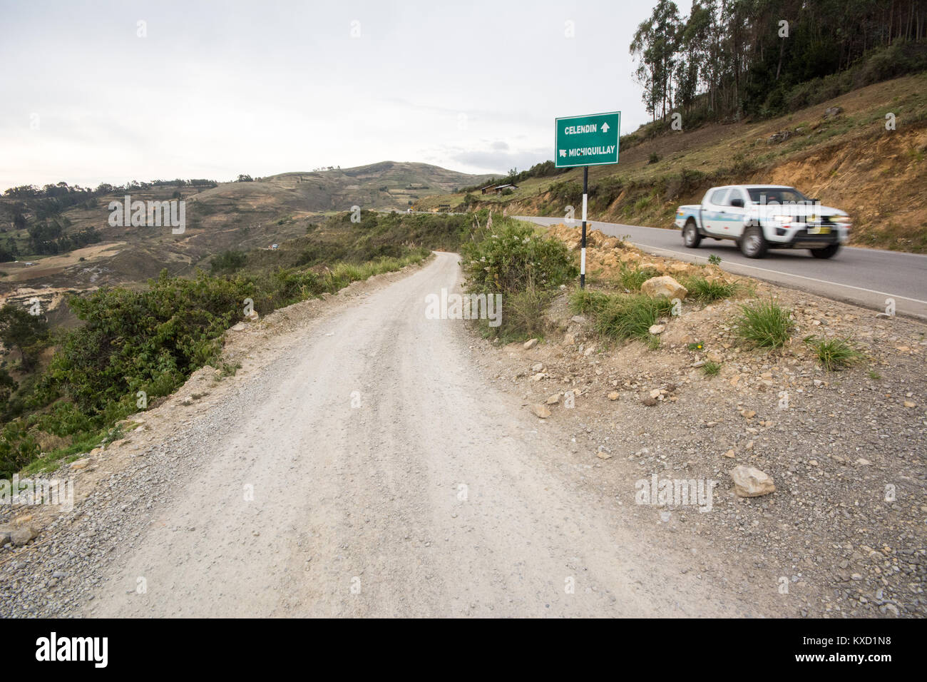 Signposts to the Michiquillay Copper Mega-Mine which is under ...