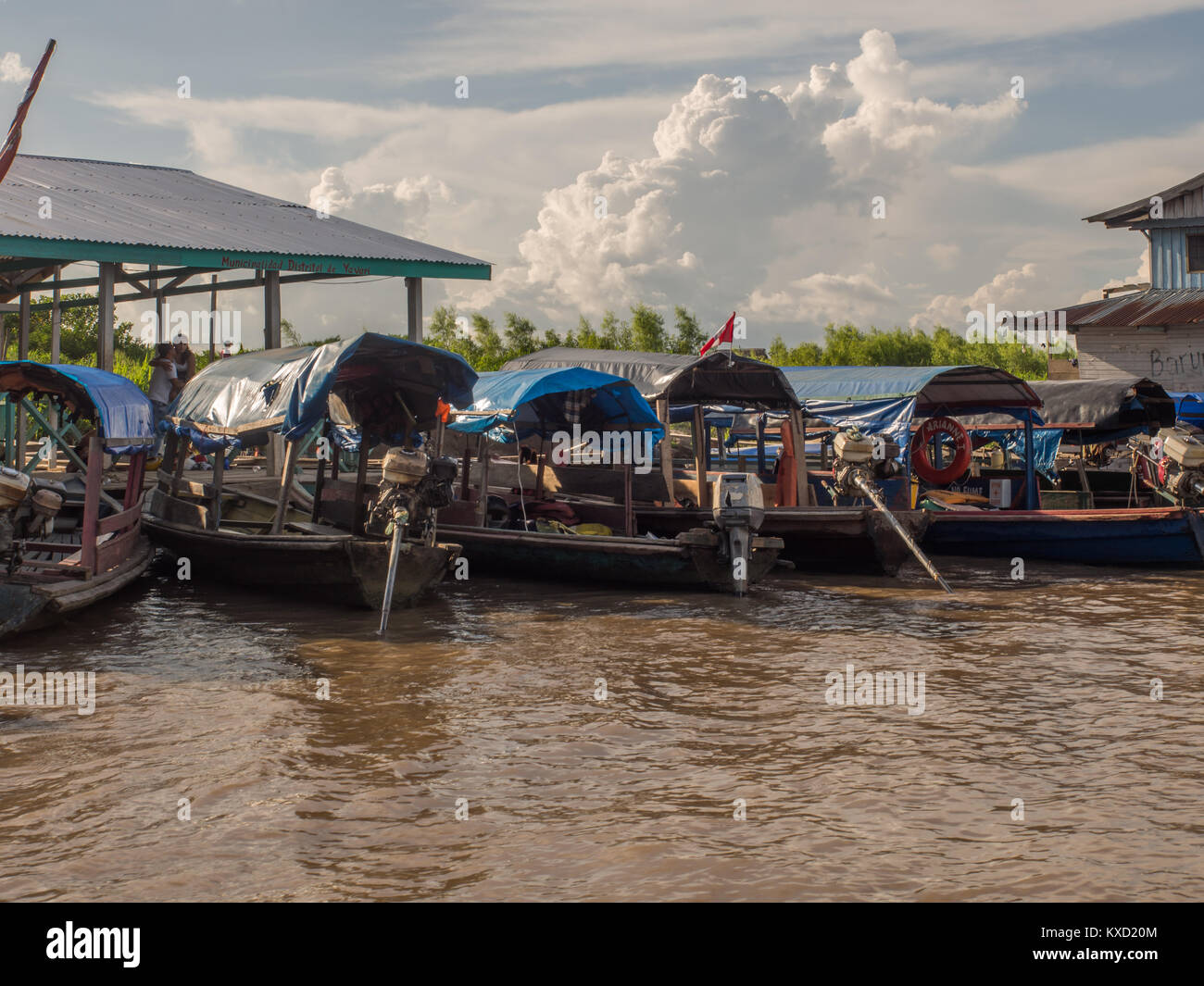 Santa Rosa, Peru - Dec 10, 2017: Traditional, Indian boats in the port ...