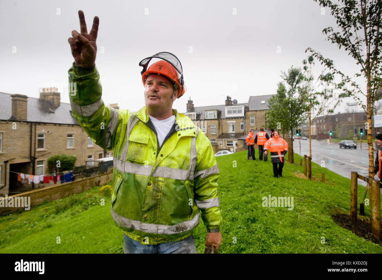 Maintaining recently landscaped area next to Manningham Mill, Bradford ...