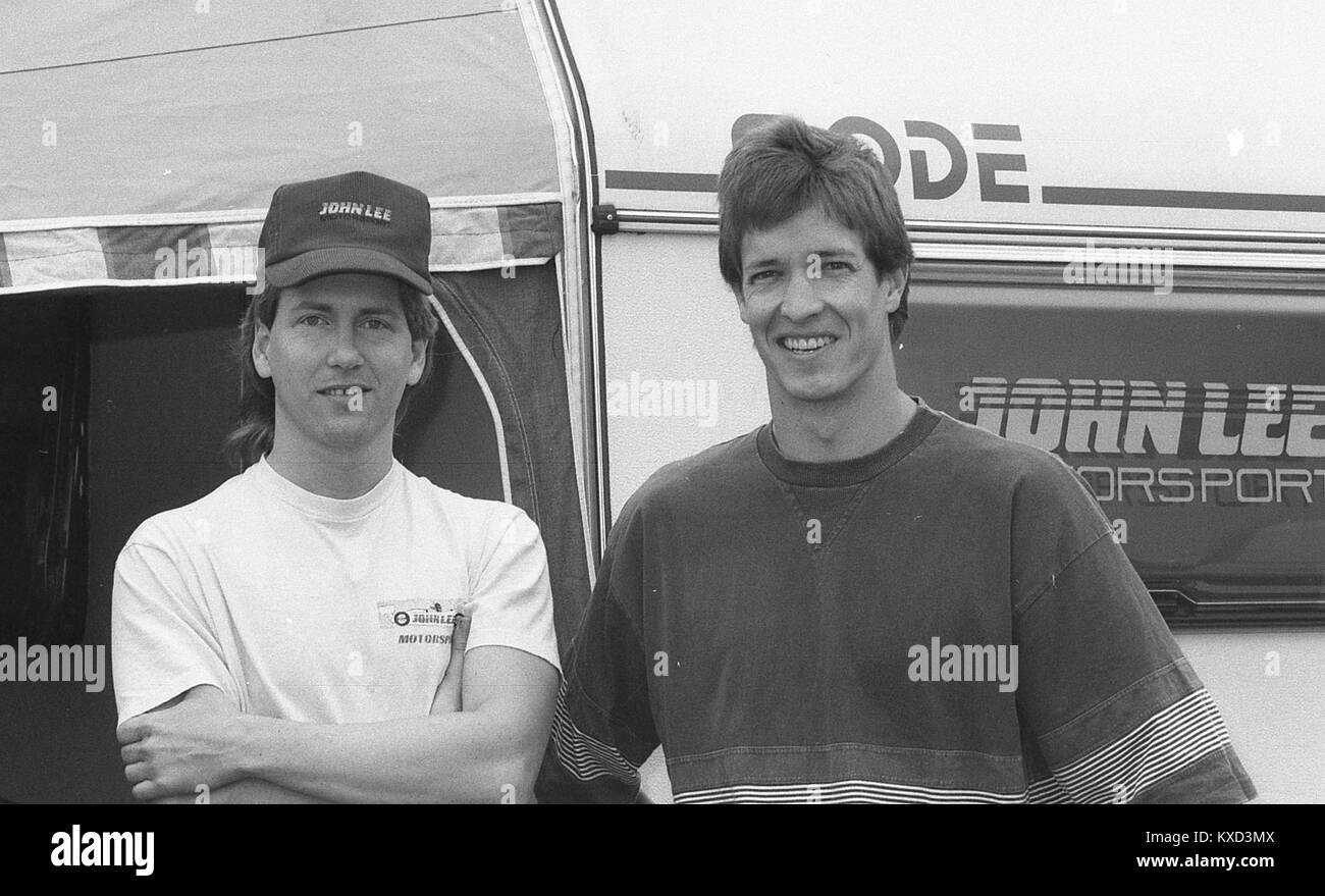 American racing drivers John Lee (left) and Nick Firestone at ...